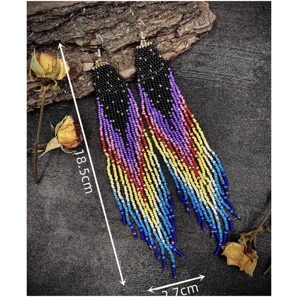 Jewelry | Boho Rainbow Bead Long Drop Earrings | Poshmark